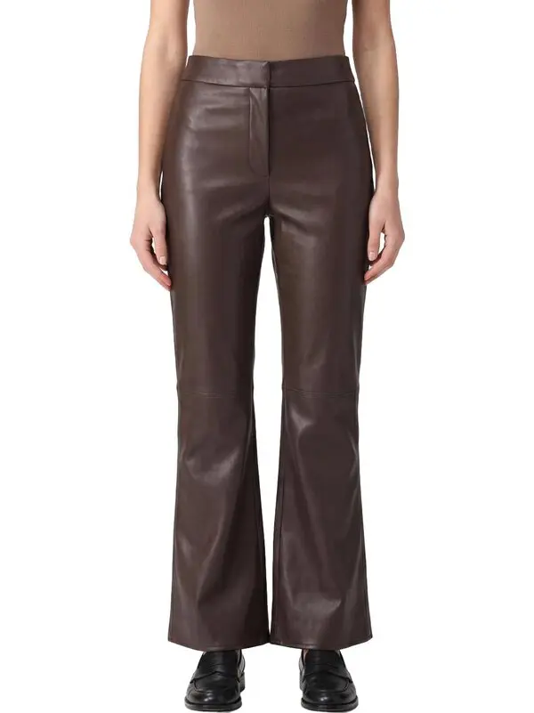 Max Mara Sublime Flared Mid-rise Calfskin Leather Pants - Brown