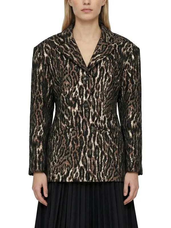 GANNI Single-breasted Animal Print Crepe Blazer - Multicolor