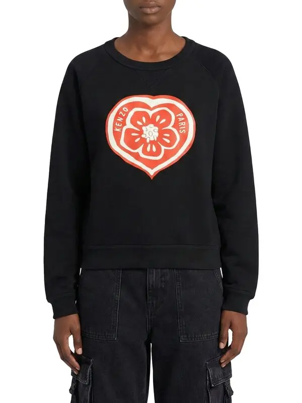 Kenzo Cotton Crewneck Sweatshirt With Logo - Black