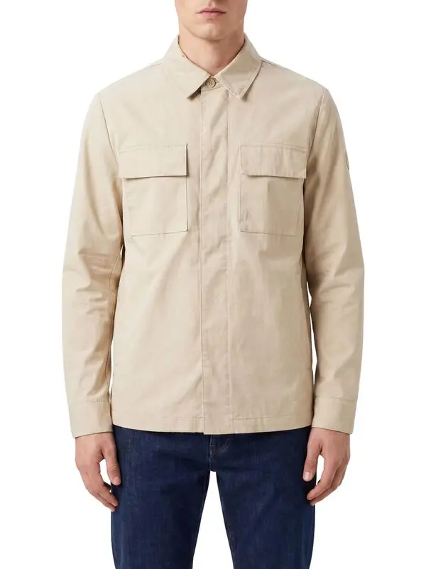 PEOPLE OF SHIBUYA Cotton Blend Shirt Jacket With Patch Pockets - Brown