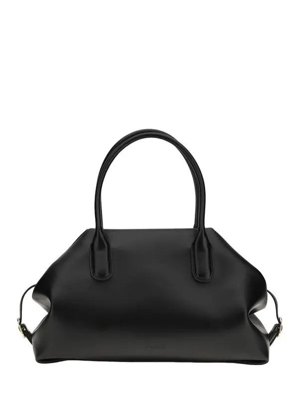 THEMOIRE Vegan Leather Talia Trunk Medium Bag - Black