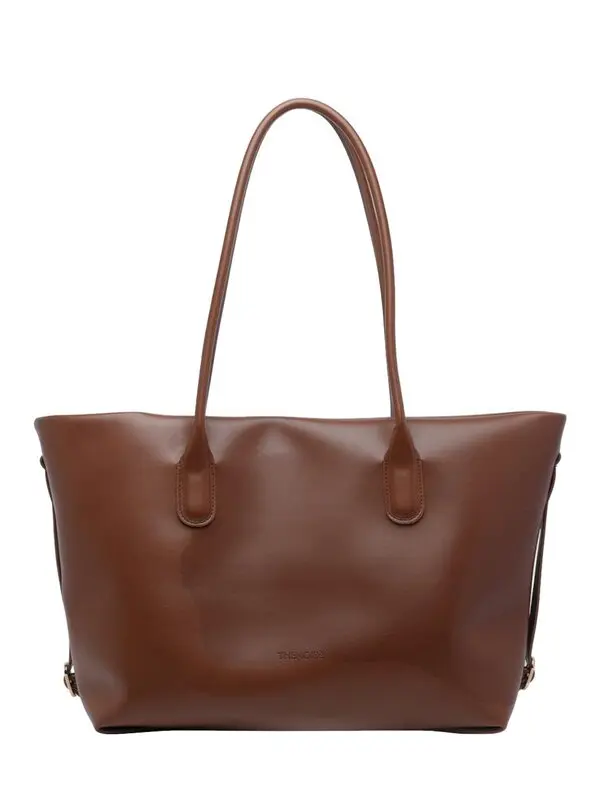 THEMOIRE Tallia Vegan Leather Tote Bag - Brown