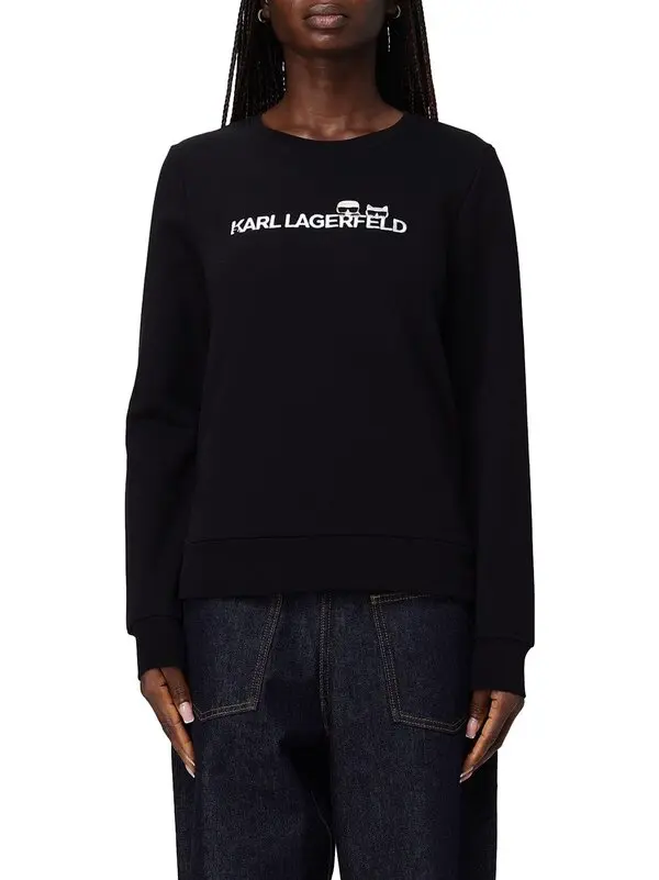 Karl Lagerfeld Cotton Crew Neck Sweatshirt With Logo - Black