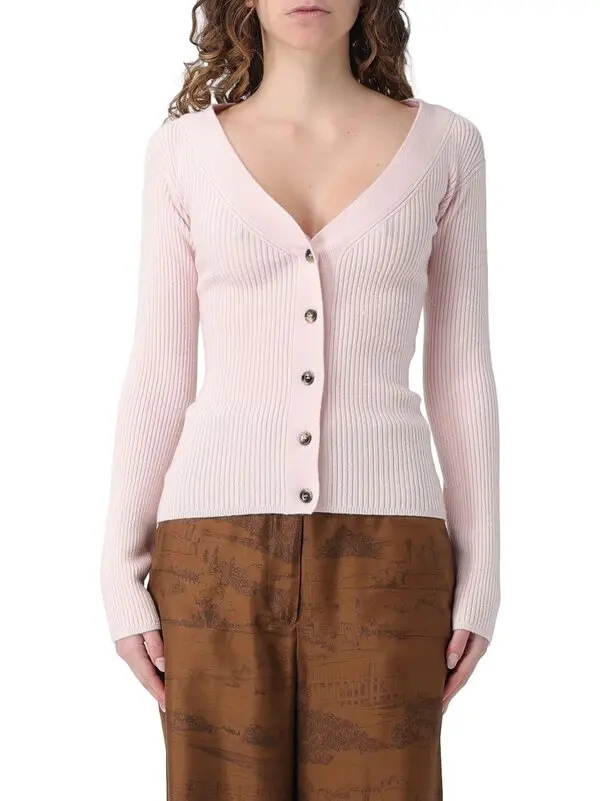 Max Mara Collared Button-detailed Fine Knit Jumper - Pink