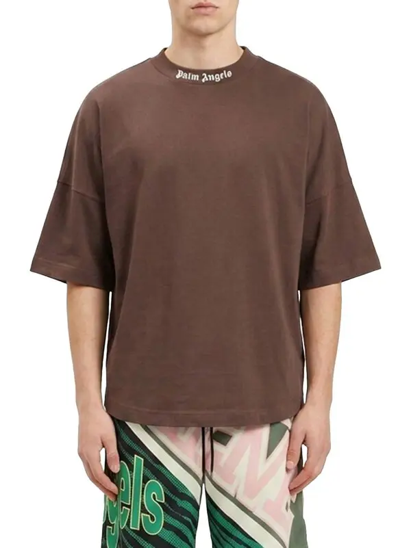 Palm Angels Cotton T-shirt With Logo - Brown