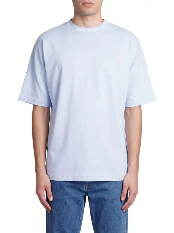 Palm Angels Cotton T-shirt With Logo - Navy