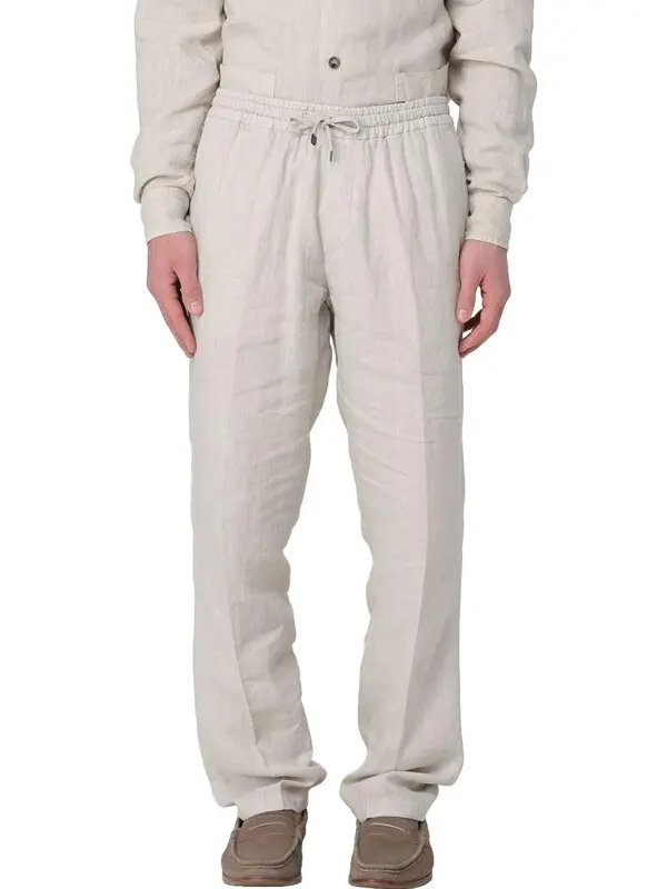 Boglioli Linen Drawstring Trousers - Beige