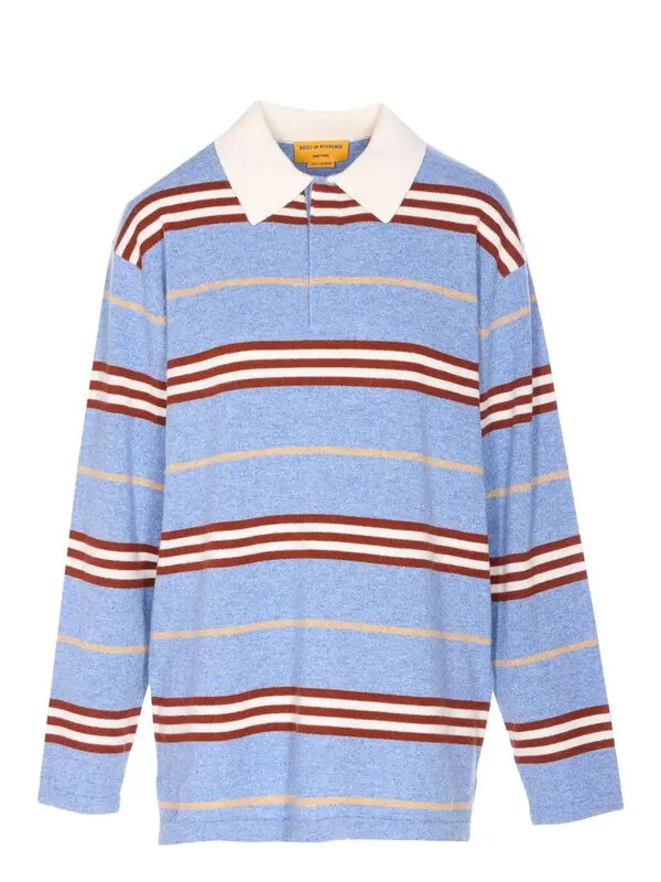 Guest In Residence Striped Knit Polo Shirt - Blue