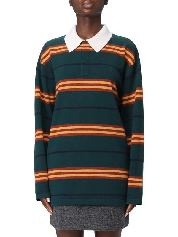 Guest In Residence Striped Knit Polo Shirt - Green