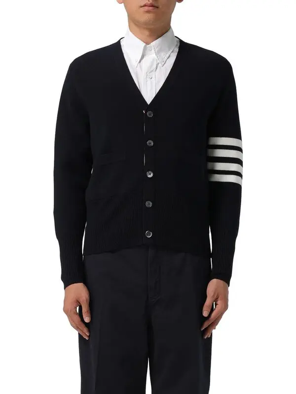 Thom Browne Cardigan With Signature Stripes - Blue