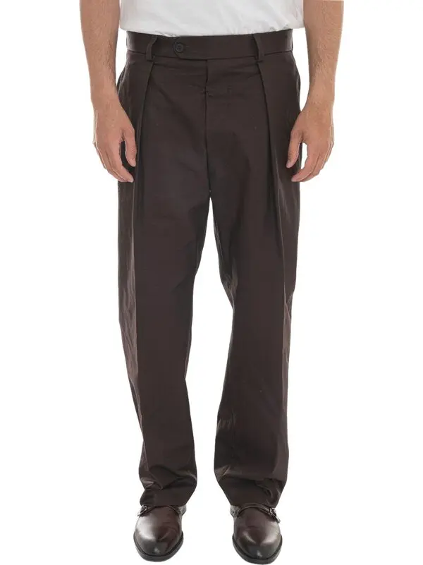 Hugo Linen Tailored Trousers - Brown