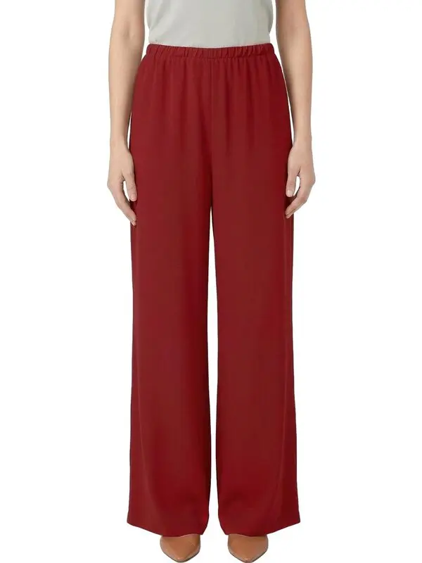 Max Mara Stretch Silk Palazzo Trousers - Red