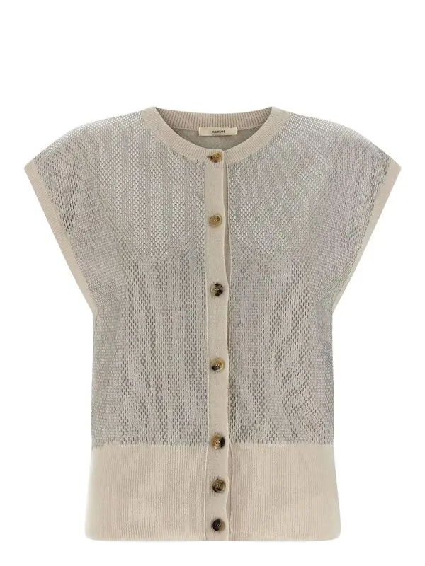 HAIKURE Sleeveless Button-up Waistcoat - Beige