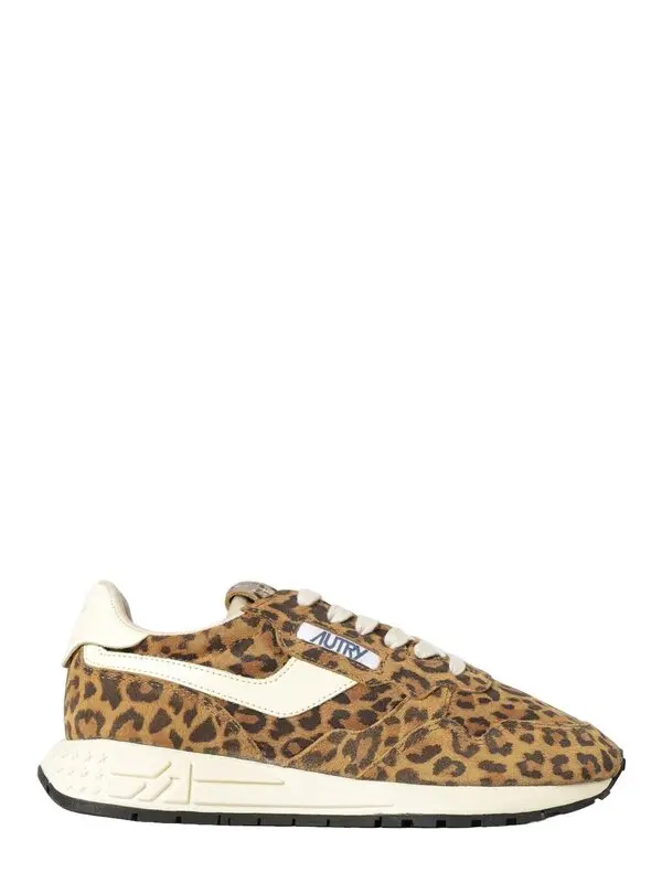 AUTRY Reelwind Low-top Sneakers In Suede With Animal Print And Padded Ankle - Multicolor