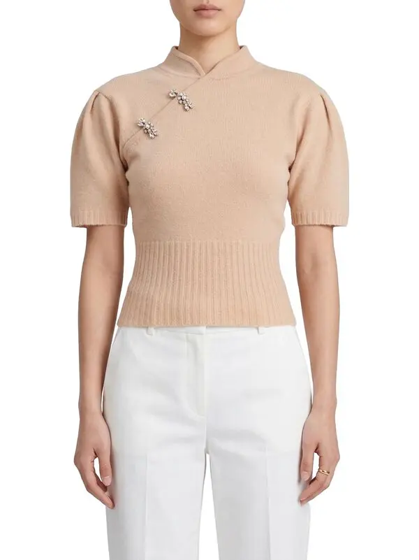 Simone Rocha Embroidered Cashmere Highneck Sweater - Pink