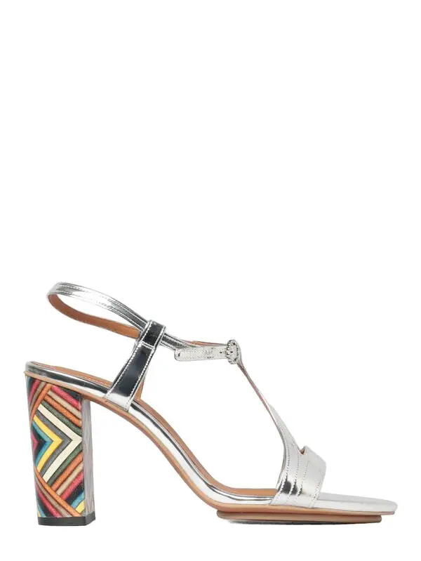 See By Chloé Laminated Leather High Heel Sandals - Silver