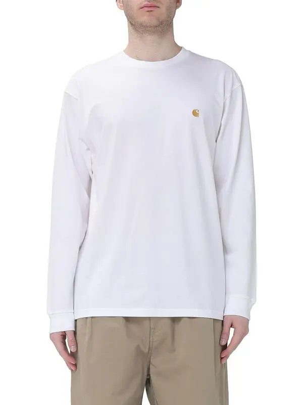 Carhartt Work In Progress Long-sleeved Embroidered Logo Cotton T-shirt - White