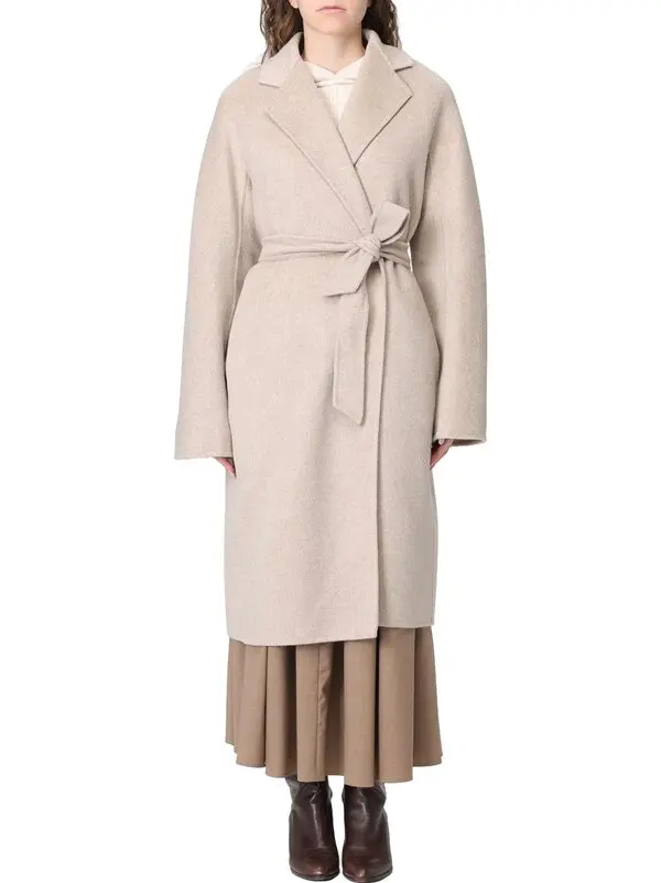Max Mara Wool Blend Wrap Coat - Sand