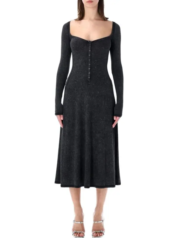 DIESEL® Viscose Knit Midi Dress - Black