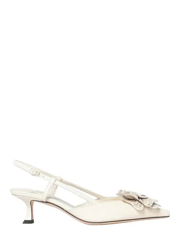 JIMMY CHOO Mimmi Nappa Slingback With Applied Flower - Milk