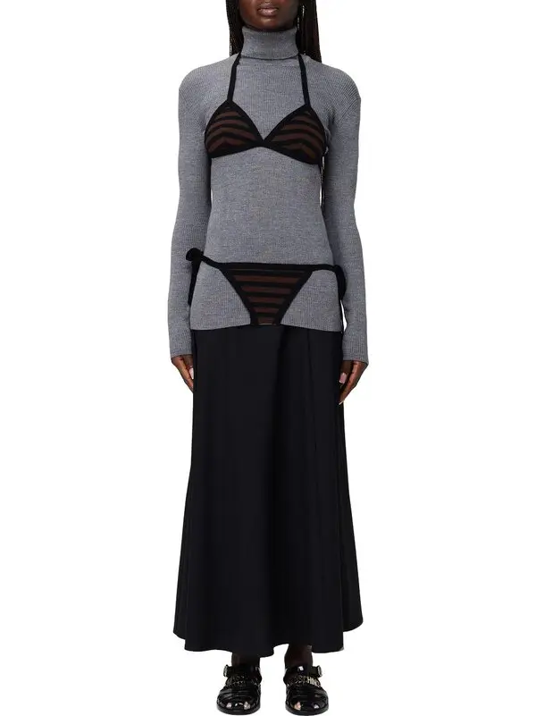 Moschino Turtleneck Knit Top With Bikini Briefs - Grey