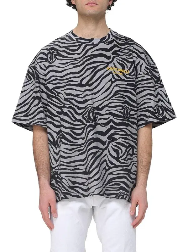 Just Cavalli Zebra Print Cotton T-shirt - Black