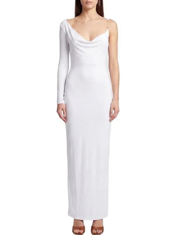 Elisabetta Franchi Jersey One-shoulder Maxi Dress - White