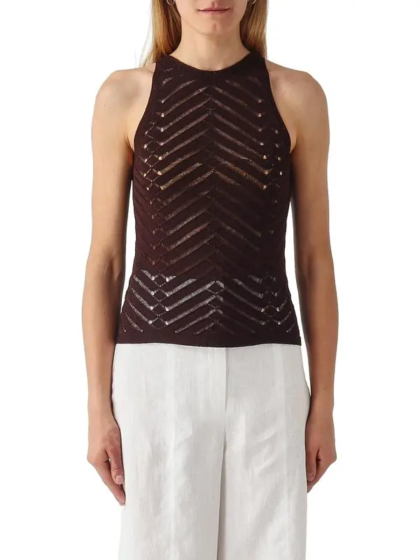 TWINSET Knitted Viscose Top - Coffee