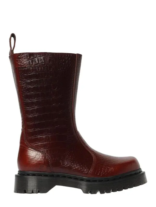 Dr. Martens Croc Effect Zip Up Boots - Brown