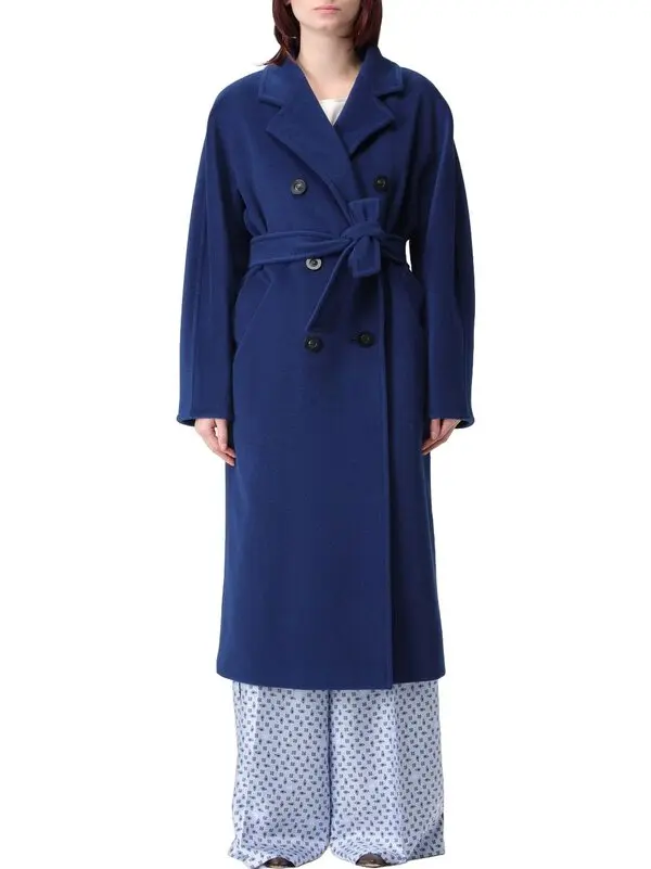 Max Mara Double Breasted Belted Coat - Blue