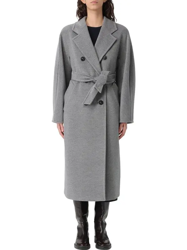 Max Mara Double Breasted Belted Coat - Grey