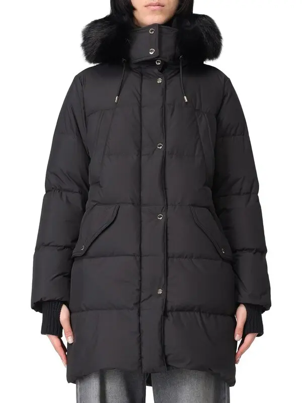 MOORER Puffer Jacket With Fur Hood - Black