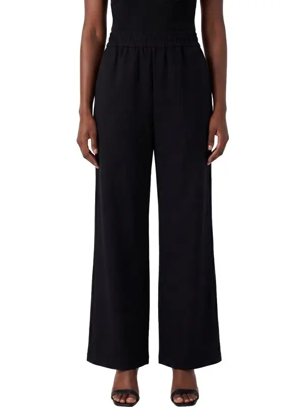 AMI Paris Linen Blend Palazzo Trousers - Black