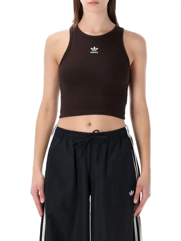 ADIDAS ORIGINALS Cotton Blend Cropped Top - Brown