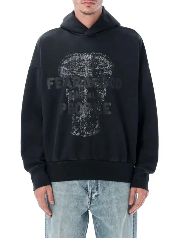 Fear Of God Graphic Print Hoodie - Black