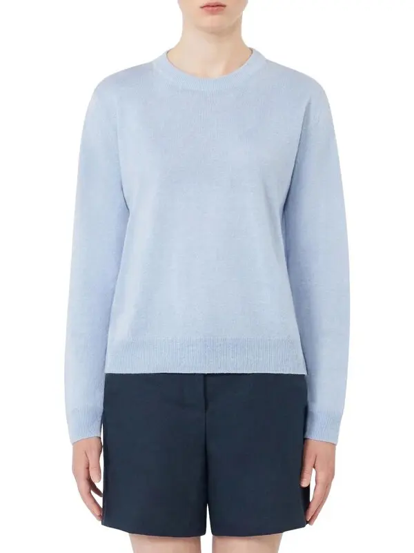 Max Mara Linen Crew Neck Sweater - Blue