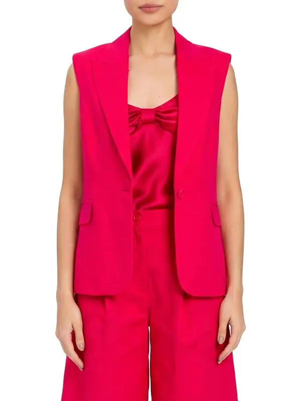 TWINSET Single Breasted Linen Vest - Red