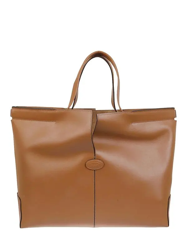 TOD'S Di Bag Folio Leather Tote - Brown
