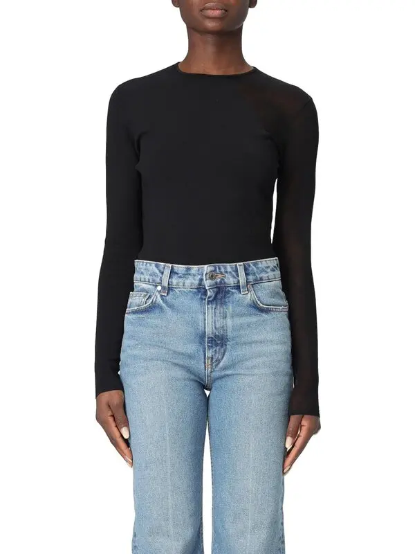 Stella McCartney Sheer Sleeve Top - Black