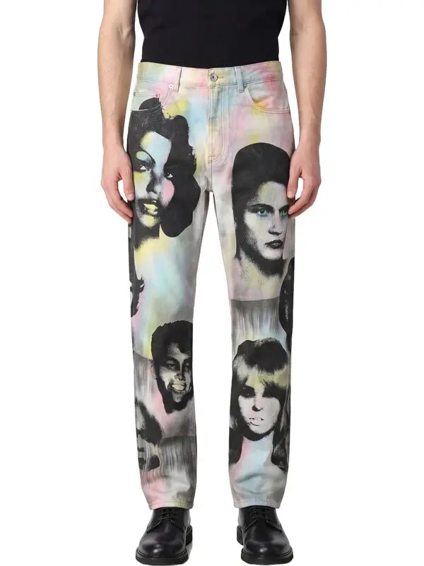 Versace Straight-leg Cotton Denim Jeans With All-over Graphic Print - Multicolor