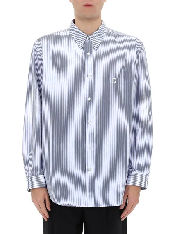 Balmain Striped Cotton Shirt - Gnawed Blue