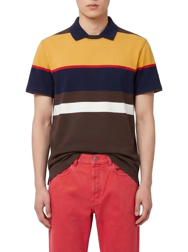 Versace Striped Cotton Polo Shirt - Blue