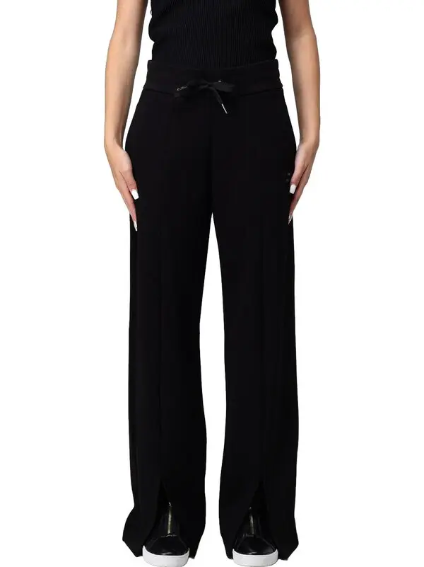 Armani Exchange Wide Leg Trousers With Drawstring Waist - Black