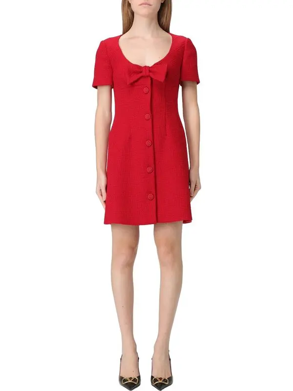 Valentino Garavani Textured Dress With Bow Detail - Red
