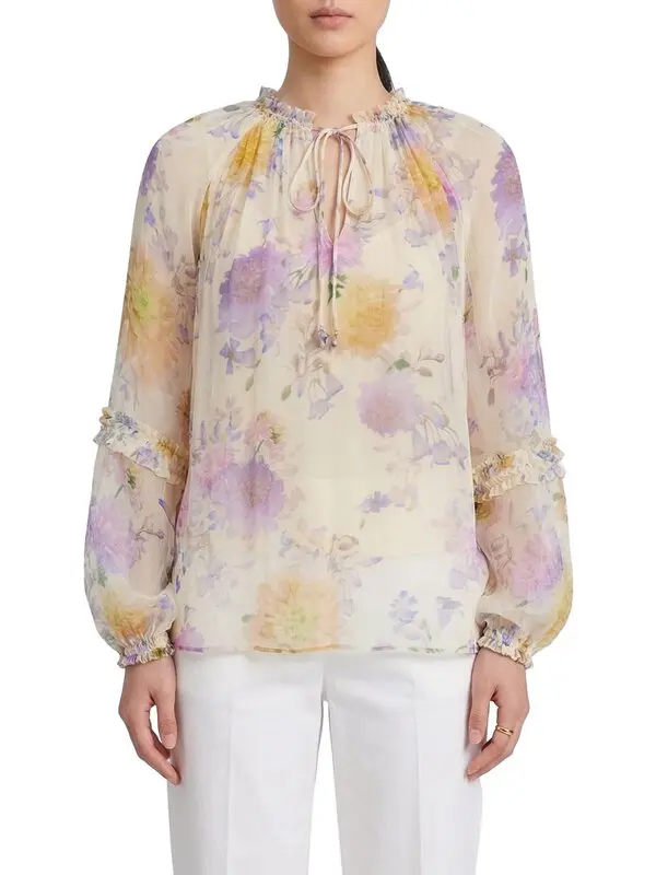 Zimmermann Floral Print Viscose Blouse - Beige