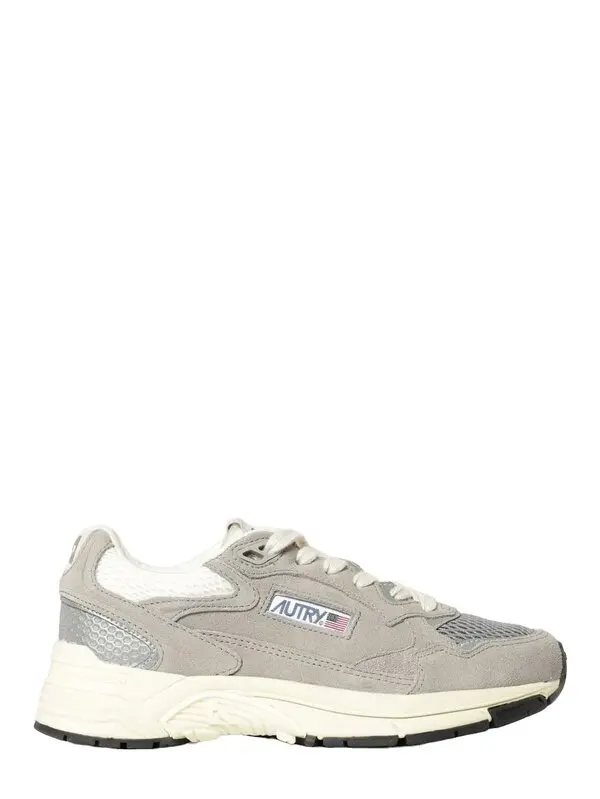 AUTRY Hyperway Two-tone Leather And Mesh Sneakers - Silver