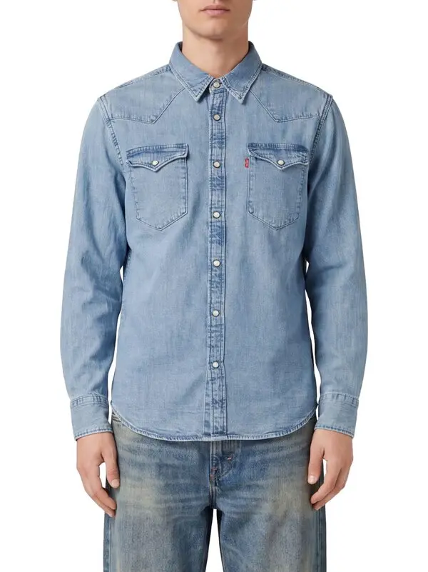 LEVI'S Barstow Long-sleeved Cotton Shirt - Navy
