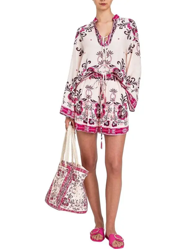 TWINSET Liberty Cotton Kaftan - Fuchsia