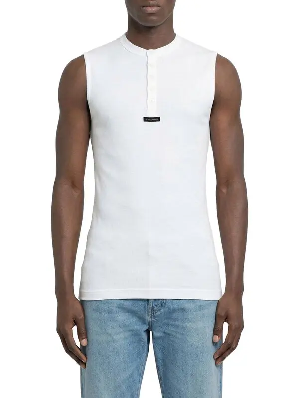 Dolce & Gabbana Cotton Tank Top With Logo - White