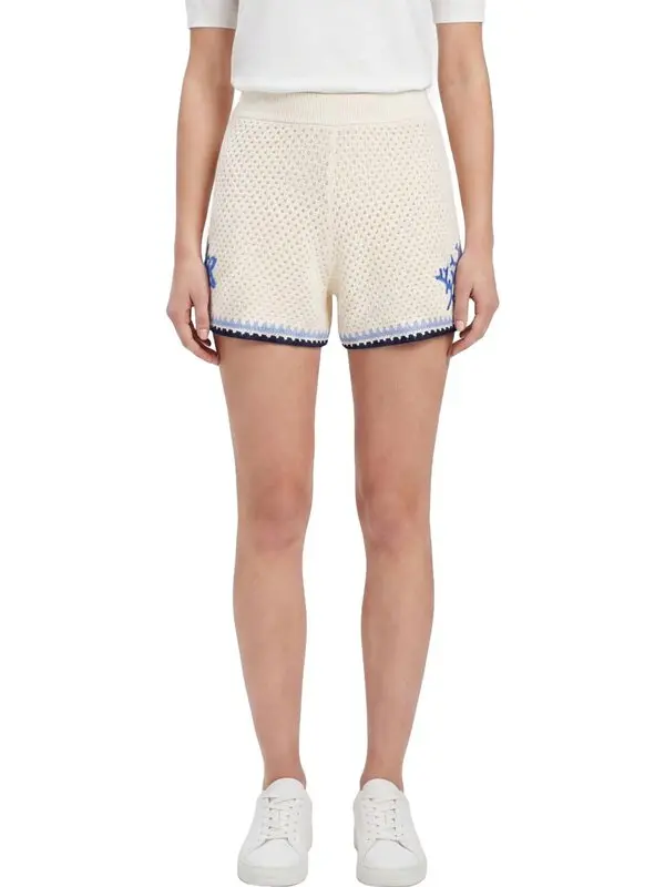 MC2 SAINT BARTH Crocheted Shorts With Graphic Motif - White